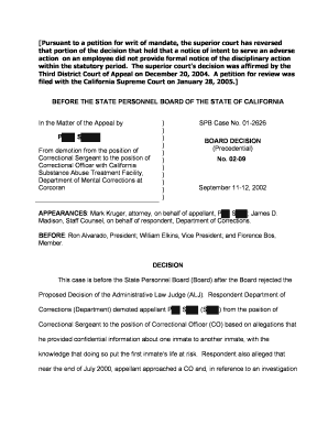 Fillable Online spb ca Pursuant to a petition for writ of mandate, the ...
