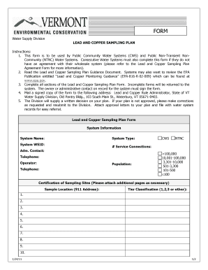 Fillable Online Water Supply Division LEAD AND COPPER SAMPLING PLAN ...