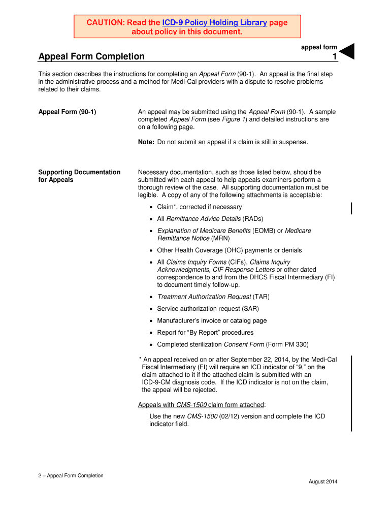 Fillable Online files medi-cal ca Appeal Form Completion (appeal form) - Medi-Cal Fax Email ...