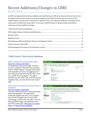 Fillable Online cers calepa ca Recent Additions/Changes to CERS Fax ...