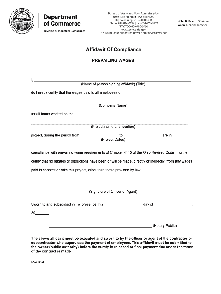 Fillable Online com ohio PREVAILING WAGES - com ohio Fax Email Print ...