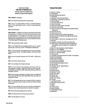 Fillable Online aphis usda TIME AND ATTENDANCE LOG TRANSACTION CODES ...