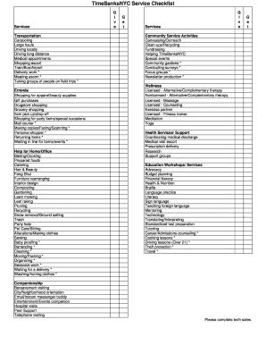 Fillable Online nyc Service checklist Final.xls Fax Email Print - pdfFiller