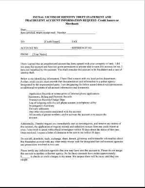 Fillable Online INITIAL VICTIM OF IDENTITY THEFT STATEMENT AND ... Fax ...