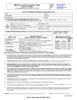 Fillable Online aacc AACC Veterans Certification Form - Anne Arundel Community College - aacc ...