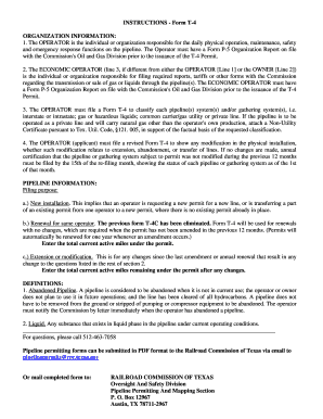 Fillable Online INSTRUCTIONS - Form T-4 ORGANIZATION INFORMATION: 1 ...