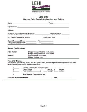 Fillable Online lehi-ut Soccer Field Rental Agreement - lehi-ut Fax ...