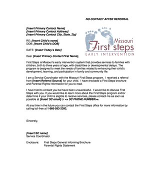Fillable Online dese mo First Steps No Contact After Referral Letter ...