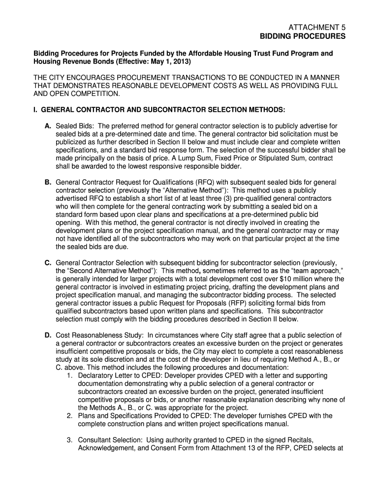 Fillable Online Bidding Procedures for Projects Funded by the Affordable Housing Trust Fund ...