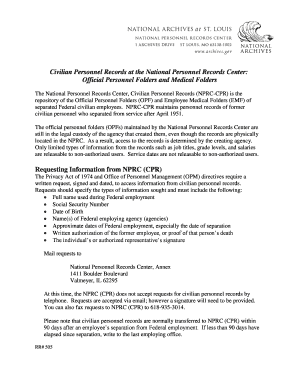 Fillable Online archives Civilian Personnel Records at the National ...