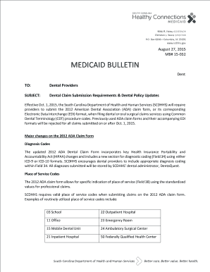 Fillable Online scdhhs Dental Claim Submission Requirements - scdhhs ...