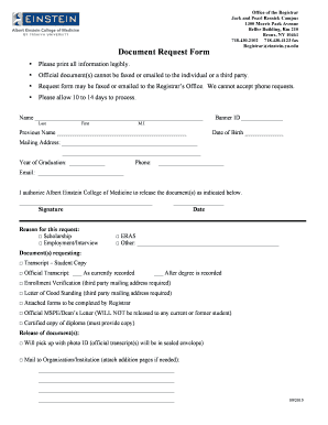 Fillable Online einstein yu Jack and Pearl Resnick Campus Fax Email Print - pdfFiller