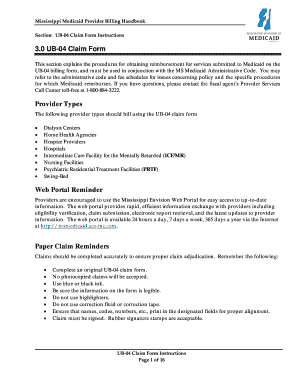 Fillable Online medicaid ms 30 UB-04 Claim Form - medicaid ms Fax Email ...