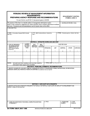 Fillable Online army PERIODIC REVIEW OF MANAGEMENT INFORMATION ...