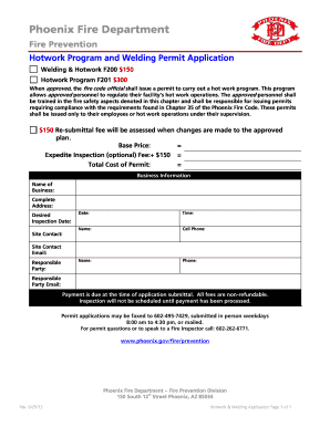 Fillable Online phoenix Hot Work Program amp Welding Permit Fax Email ...