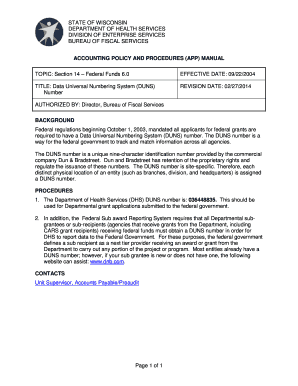Fillable Online dhs wisconsin Data Universal Numbering System (DUNS ...