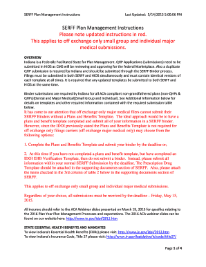 Fillable Online in SERFF Plan Management Instructions Please note ...
