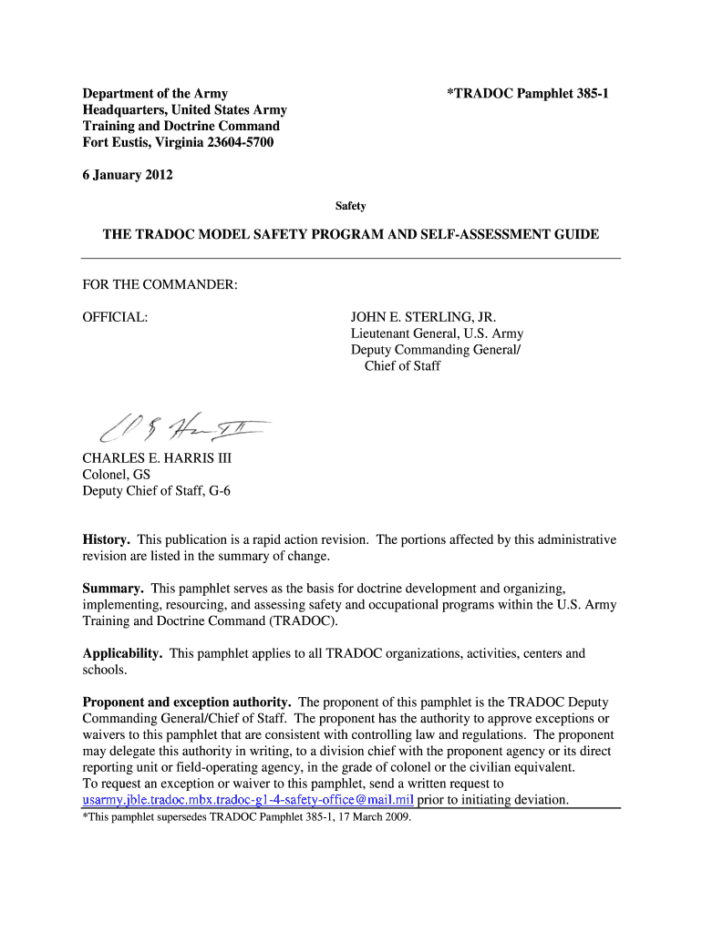 Fillable Online tradoc army This revision, dated 6 January 2012 o ...