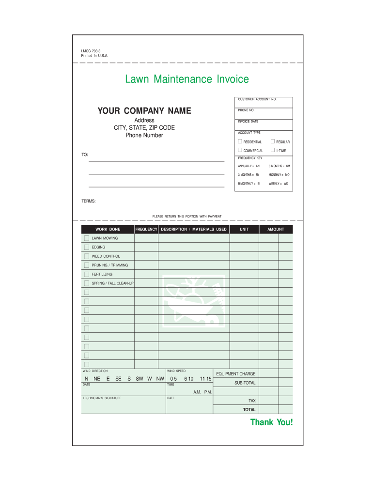 Lawn Care Invoice Template Fill Online Printable Fillable Blank 