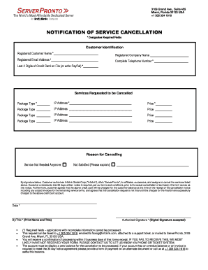 Fillable Online NOTIFICATION OF SERVICE CANCELLATION Fax Email Print ...