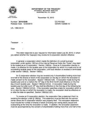 S Corp Revocation Letter Sample - Fill Online, Printable, Fillable ...