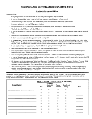 Fillable Online dhhs ne NEBRASKA WIC CERTIFICATION SIGNATURE FORM ...