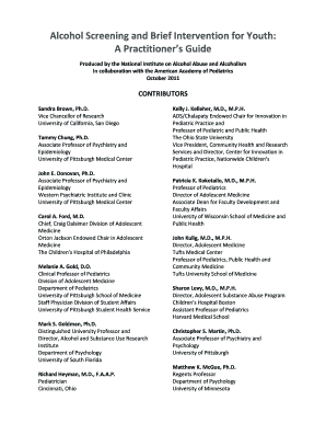 Fillable Online pubs niaaa nih Contributors to Alcohol Screening and ...