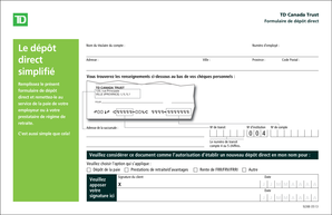 Fillable Online Formulaire de d p t direct - TD Canada Trust Fax Email ...