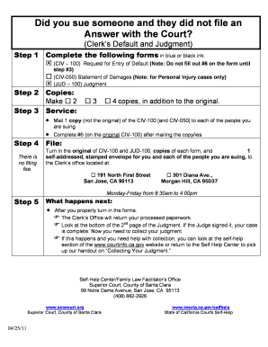 Fillable Online courts ca Did you sue someone and they did not file an ...