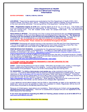 Fillable Online odh ohio Advanced Training Information - odh ohio Fax ...