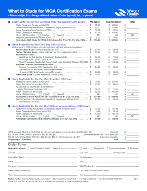 Fillable Online wqa What to Study for WQA Certification Exams - wqa Fax ...