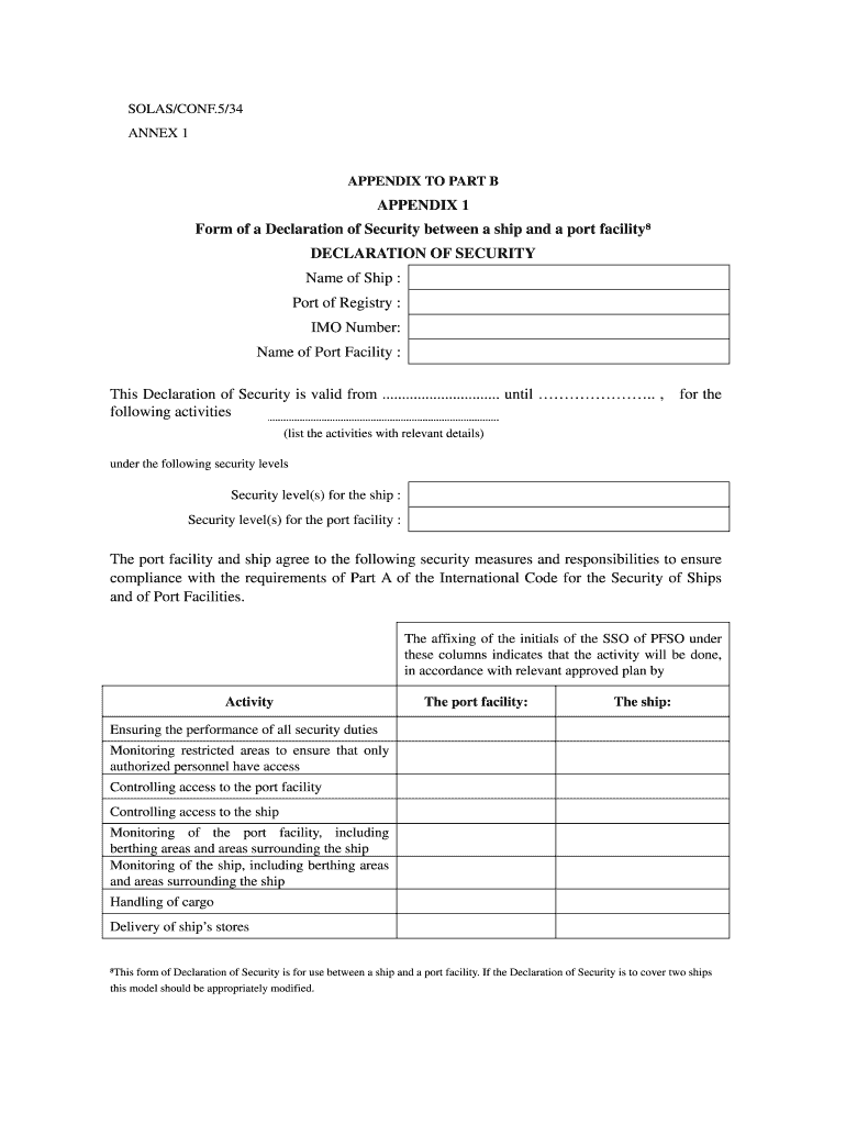 Declaration Of Security Form Fill Online Printable Fillable Blank 