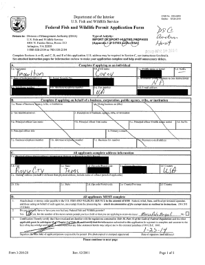Fillable Online fws contact the Division of Management Authority for the proper application form ...