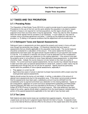 Fillable Online Section 3.7 Taxes and Tax Proration - Chapter 3 REPM ...