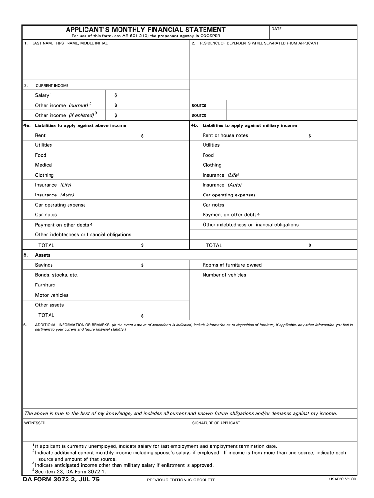 Monthly Financial Statement Fill Online Printable Fillable Blank 