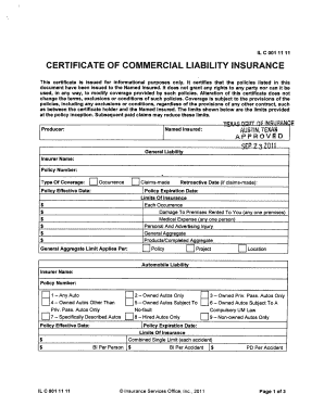 Fillable Online tdi texas ISO Certificate of Commercial Liability ...