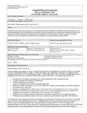 Fillable Online docs legis wisconsin Fiscal and Economic Impact Analysis emergency rules - docs ...