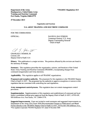 Fillable Online tradoc army tradoc headquarters tr 10 5 2007 form Fax ...