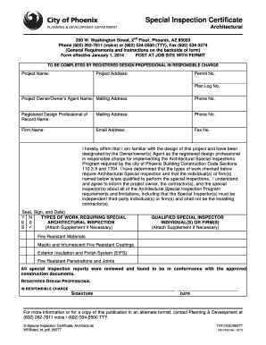 Fillable Online phoenix Special Inspection and Observation Manual Fax ...