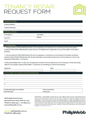 Fillable Online TENANCY REPAIR Fax Email Print - pdfFiller
