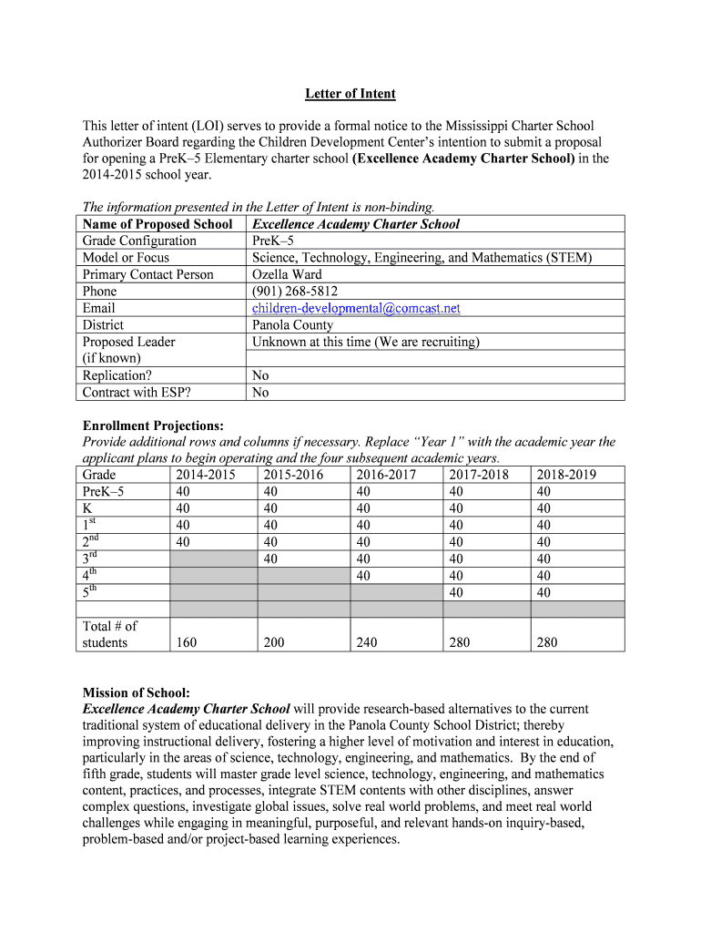 Fillable Online Letter of Intent This letter of intent LOI serves to provide a formal Fax Email ...