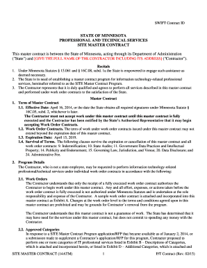 Fillable Online mn SITE Master Contract master contract - mn Fax Email ...