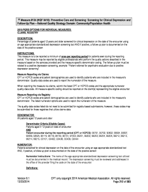 Fillable Online 2015 PQRS Measure Specifications Manual for Claims and ...