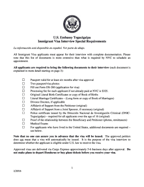 Fillable Online travel state Immigrant Visa Interview Special ...