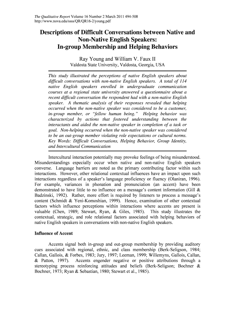 Fillable Online Descriptions of Difficult Conversations between Native ...