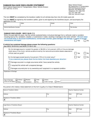 Fillable Online dot nd X DAMAGESALVAGE DISCLOSURE STATEMENT - dot nd ...