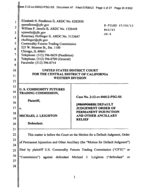 Fillable Online cftc Order for Default Judgement Default Judgement ...