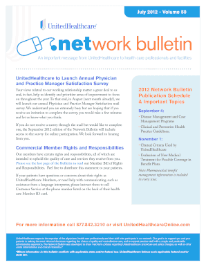 Fillable Online 2012 Network Bulletin Publication Schedule & Important ...