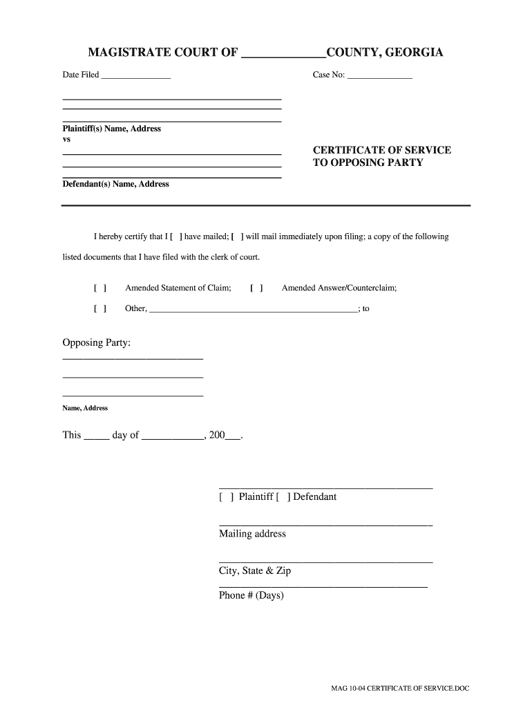 Certificate Service Mag 10 04 Fill Online Printable Fillable Blank 