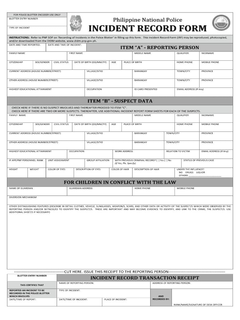 Police Blotter Sample Fill Out Sign Online DocHub